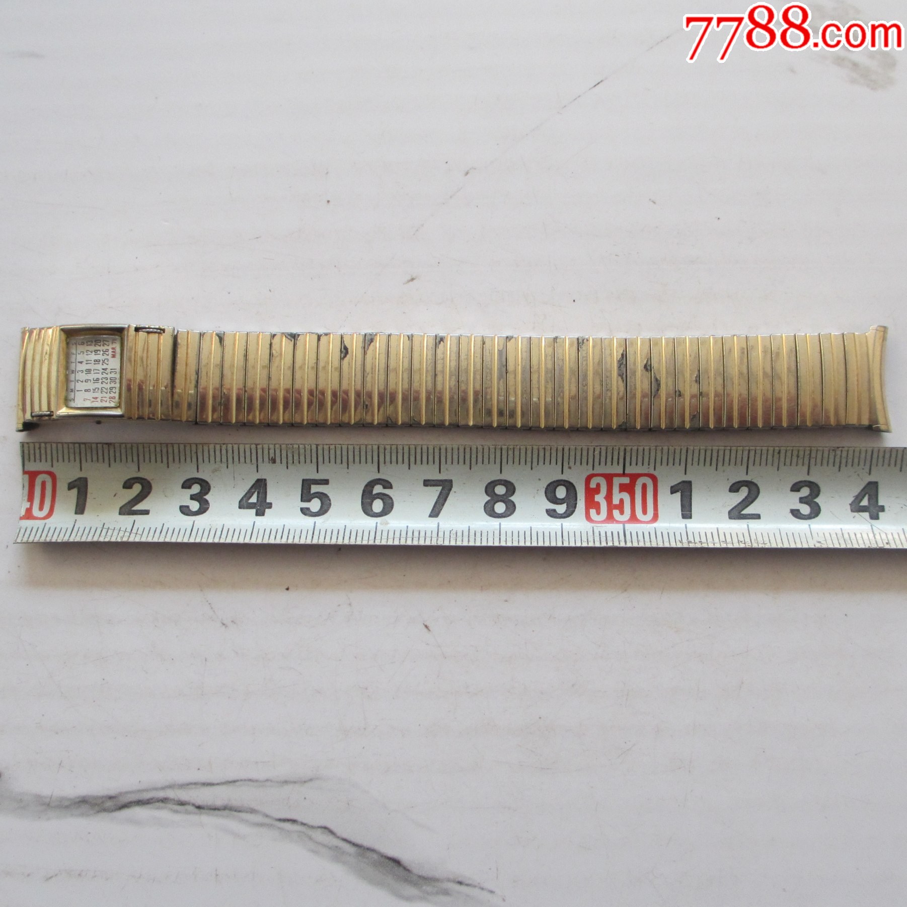 罕见！50年代美国制造出品【10K金】【弯头\18MM】带日历盘男士古董老表带！-价格:238元-se99039193-表带/表链-零售-7788收藏__收藏热线