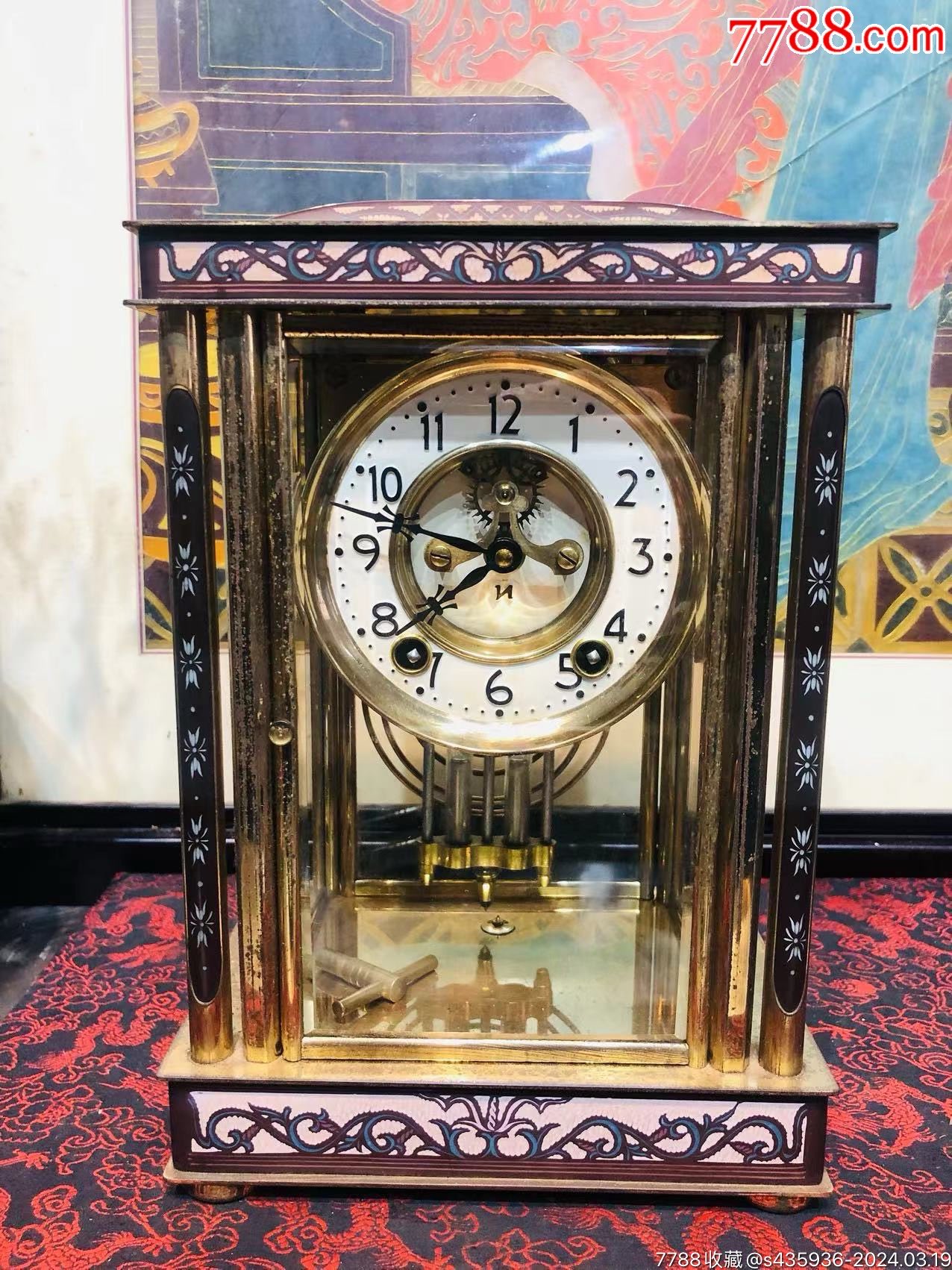 日本n字牌珐琅彩四明钟-价格:5300元-se99526327-座钟/落地钟-零售-7788收藏__收藏热线