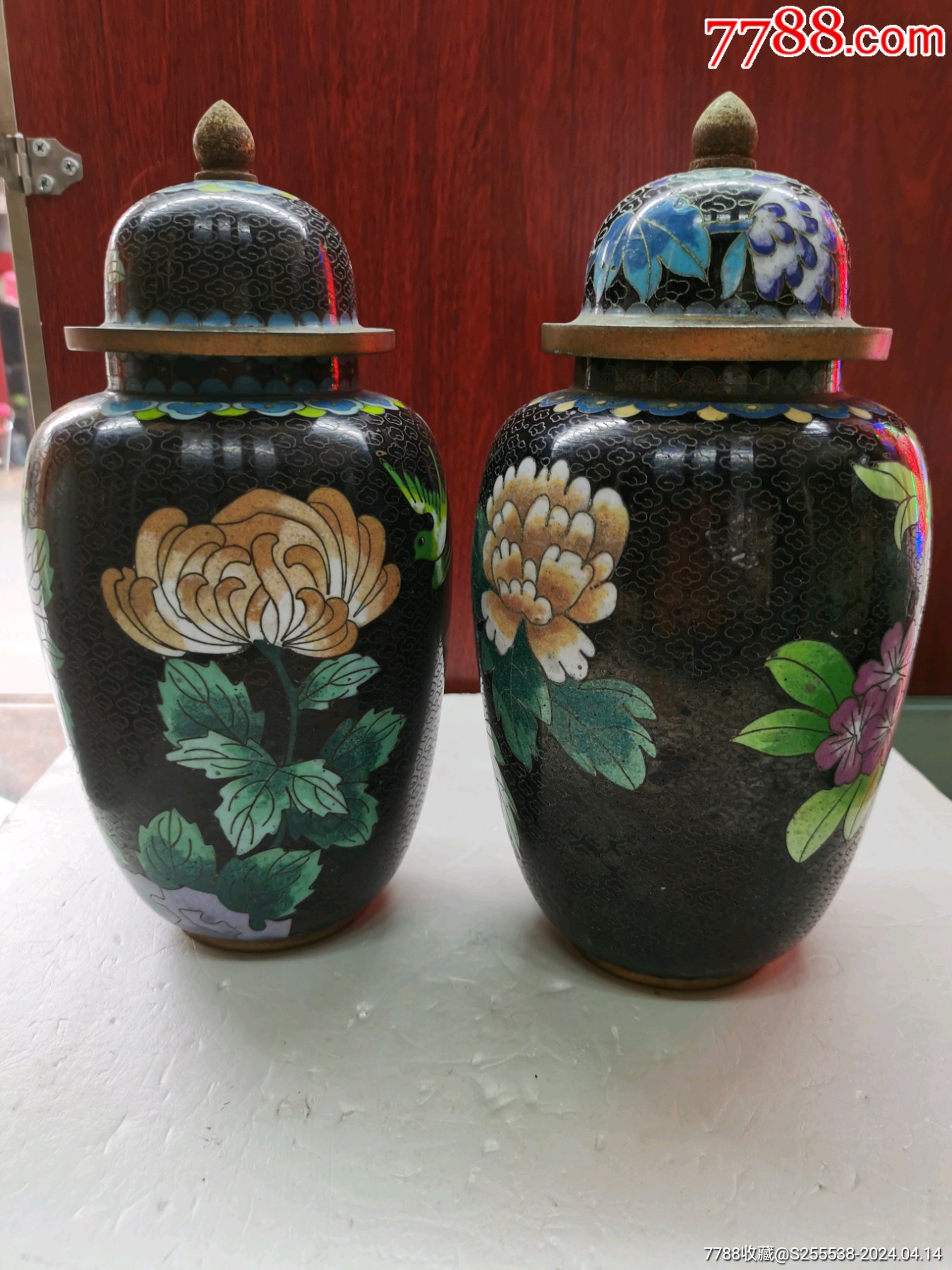 7080年代珐琅彩将军罐（一对）_茶叶罐/盒_鉴别图片_收藏价格_7788陶器收藏