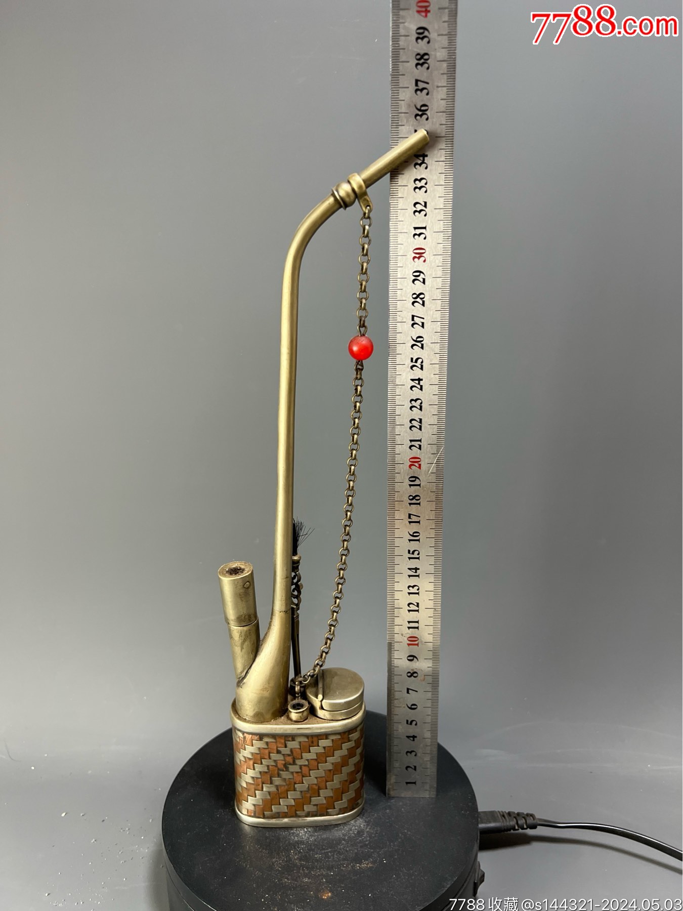 白铜水烟袋高度35cm_水烟壶/烟袋_配件图片_收藏价格_7788钟表收藏