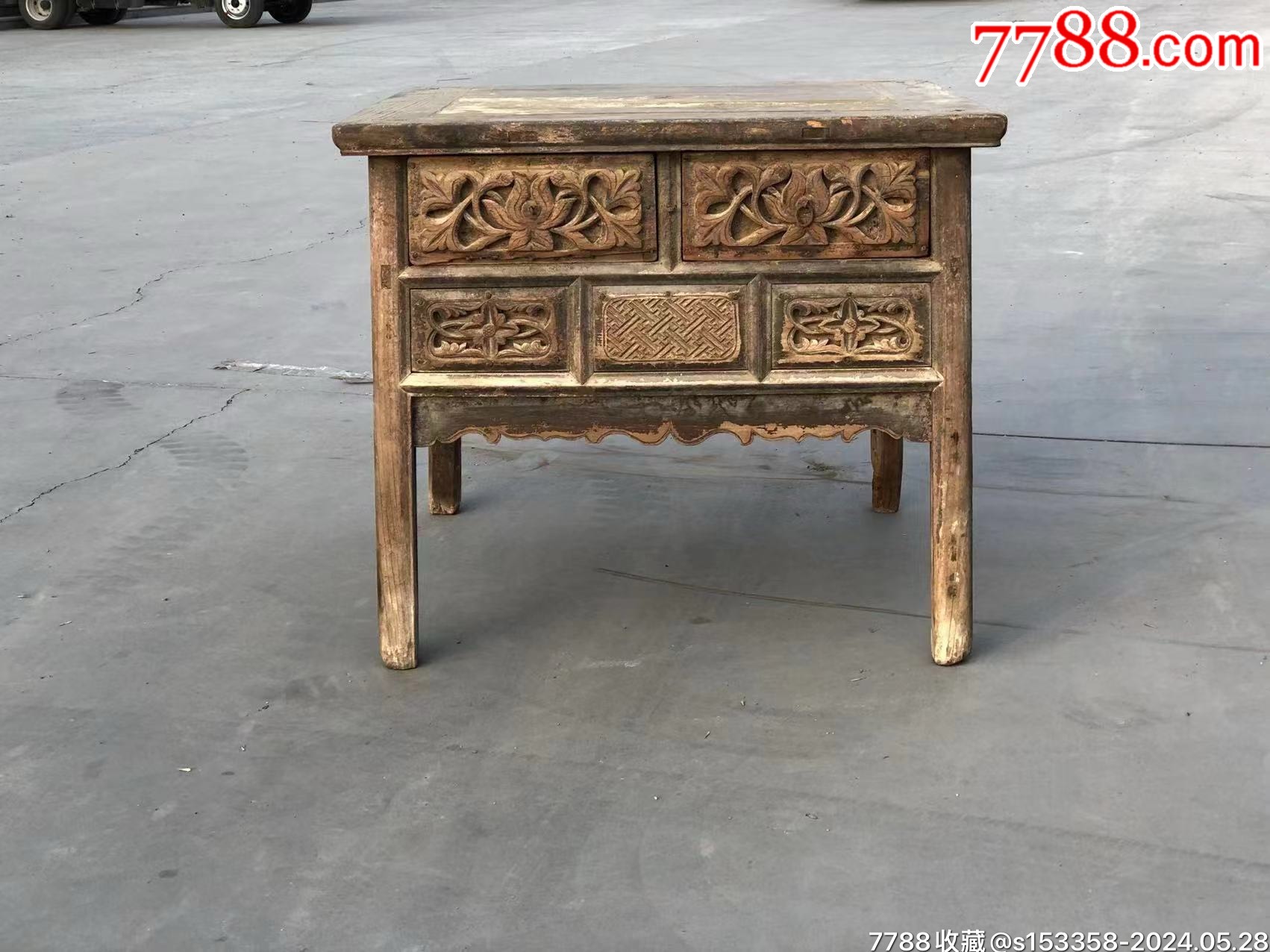 清中期榆木八仙桌，全品-价格:5300元-se100866588-木桌/几/案-零售-7788收藏__收藏热线