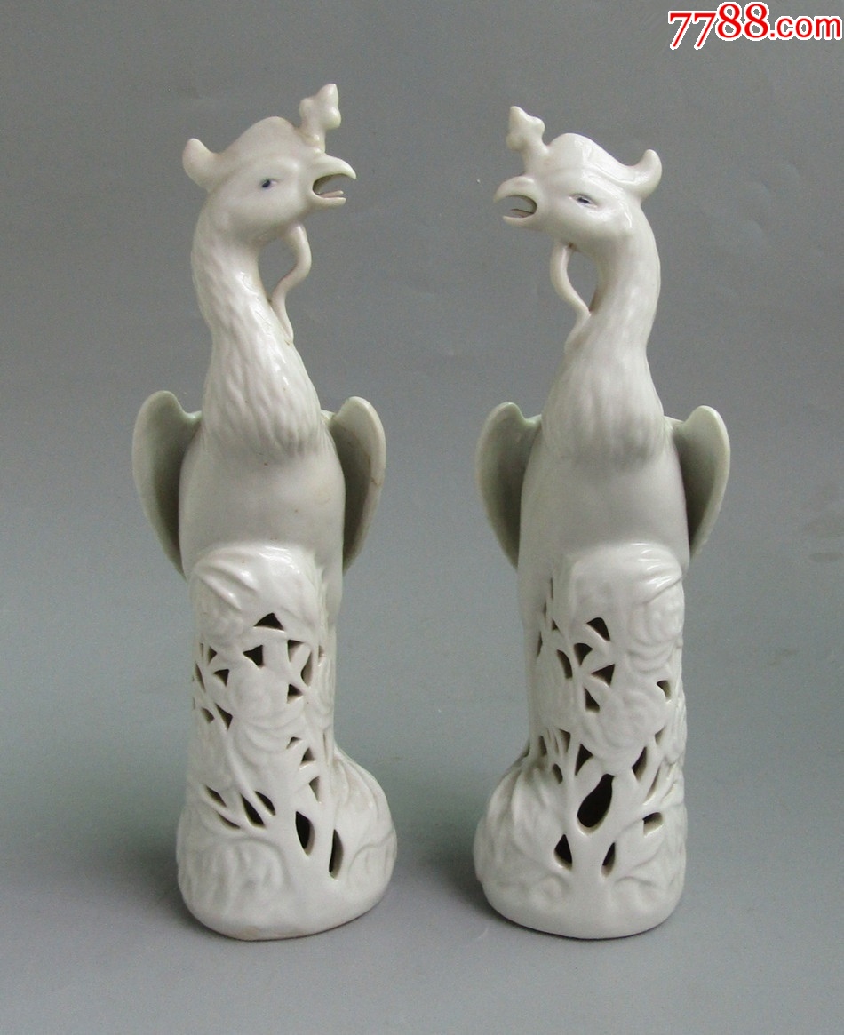 民国名家金生盛造白瓷凤凰摆件一对_白瓷/青白瓷_老货古玩店【7788收藏__收藏热线】