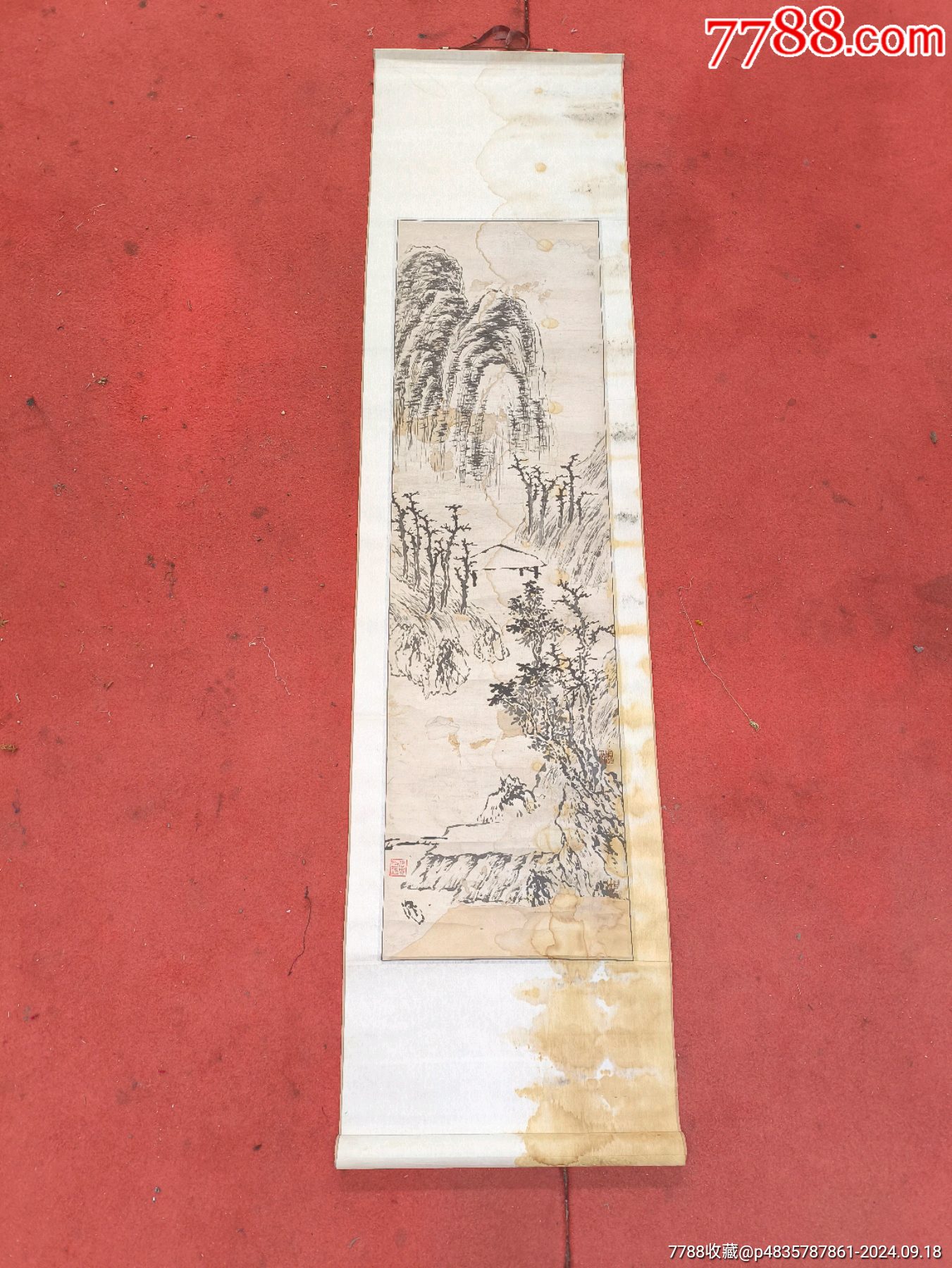 晚清重臣孙毓汶敬藏款山水条屏_山水国画原作_配件图片_收藏价格_7788钟表收藏