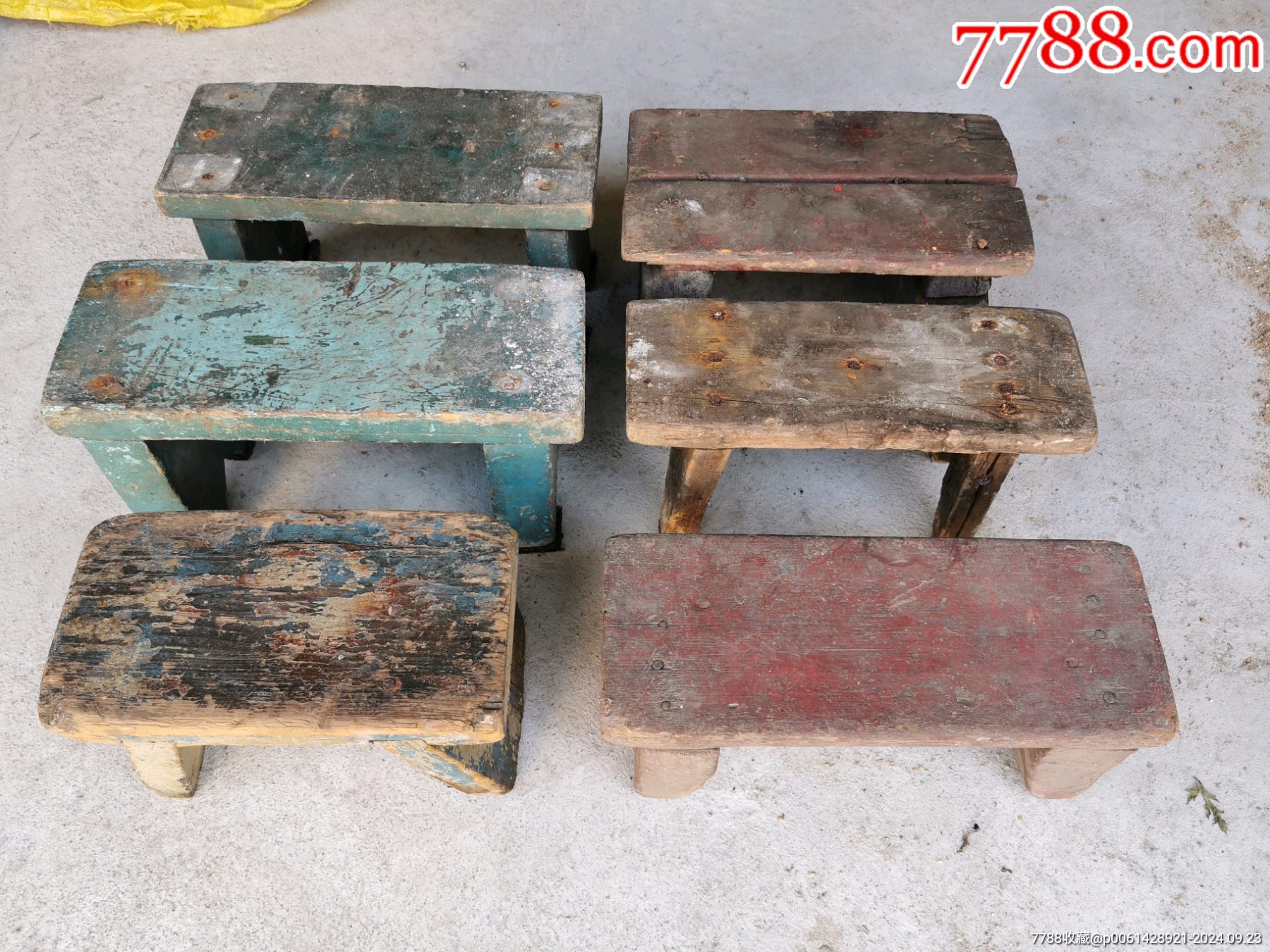 7080年代木板凳6个一起150元。单个挑1个30元一个，邮费另算。_木椅/凳_图片价格_收藏行情_7788集邮网