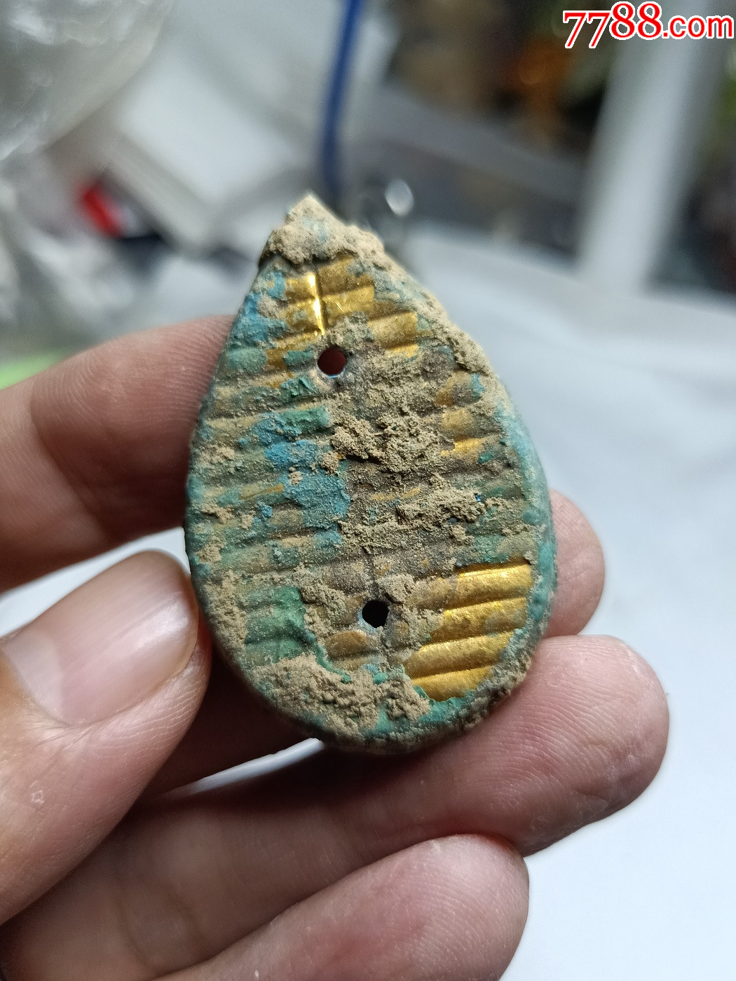aa144先秦鎏金尖贝币1个_古币_产地图片_收藏价值_7788奇石收藏