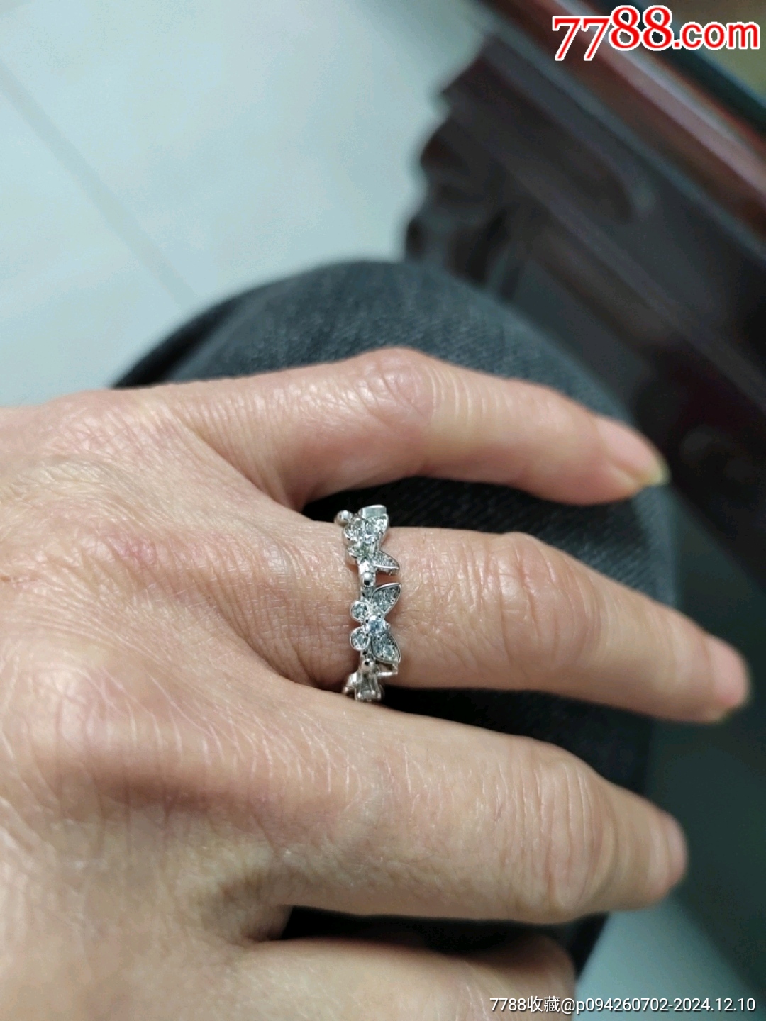 S925纯银镶钻蝴蝶戒指_银戒指_图片价格_收藏鉴定_7788钱币网