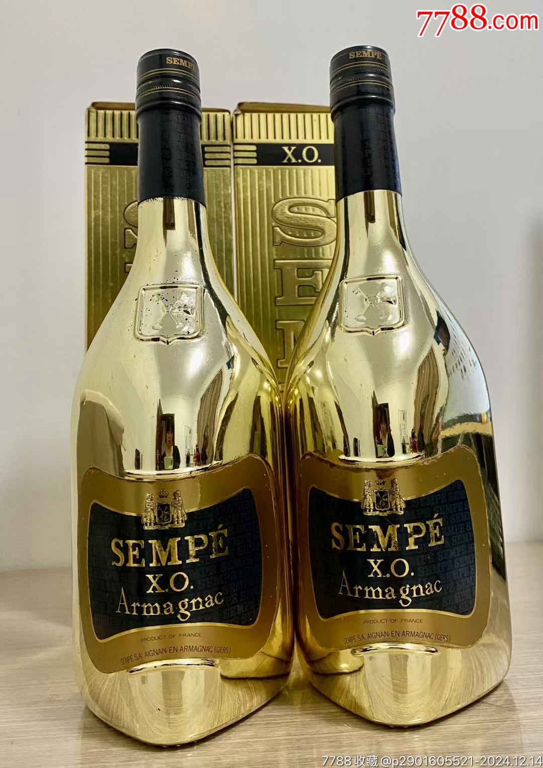 90年代法国尚美金色XO雅文邑40度700mL2瓶_老酒收藏_品种图片_收藏价格_7788核雕收藏