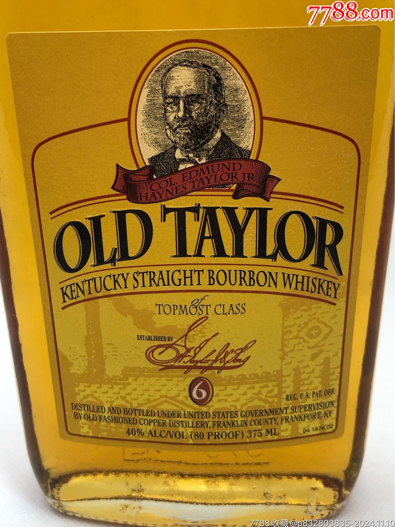 美国，威士忌，Old.Taylor，375ml，40%_老酒收藏_臭老九的香老酒【7788收藏__收藏热线】