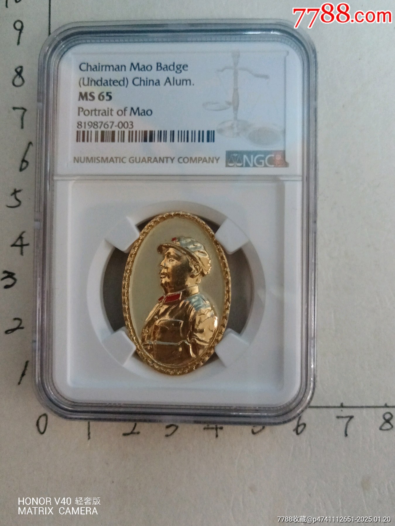 小盒NGC评级章MS65，8字头严评，椭圆半身-价格:580元-se104870288-毛主席像章-零售-7788收藏__收藏热线