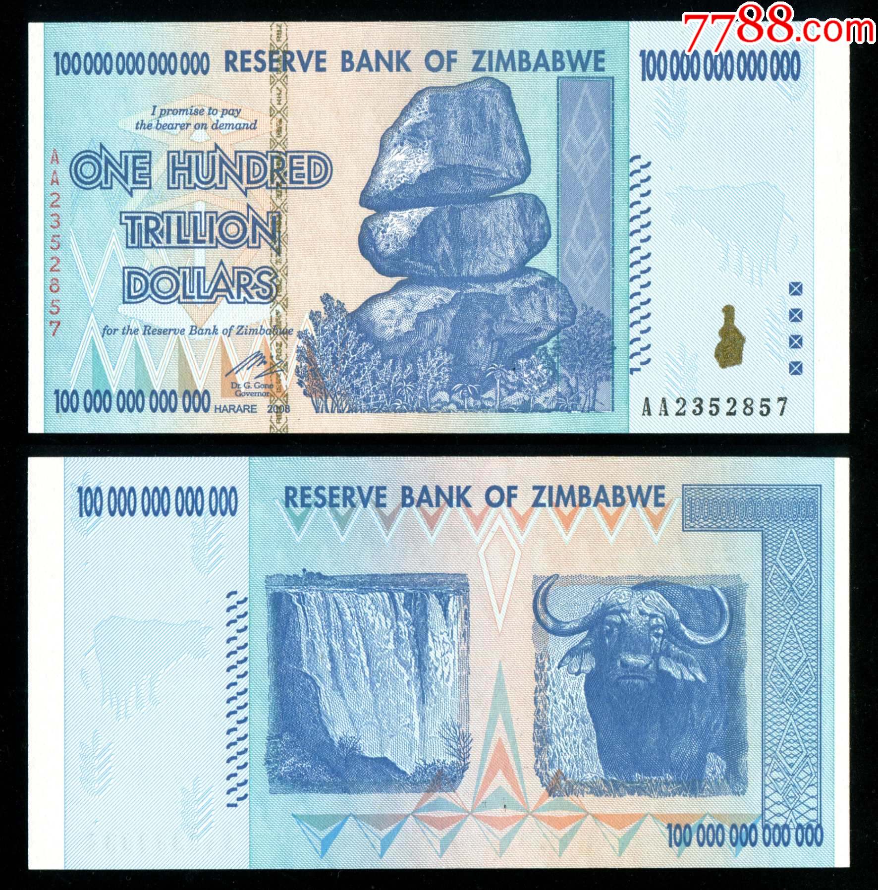 2008年津巴布韦100万亿元全新UNC_外国钱币_图片欣赏_收藏价格_7788连环画