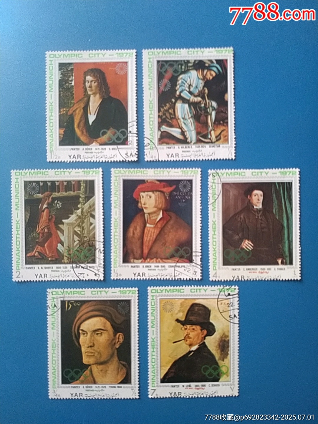 1972年也门慕尼黑奥运，奥运人物绘画奥运五环等邮票7全销-价格:9元-se107445816-亚洲邮票-零售-7788收藏__收藏热线