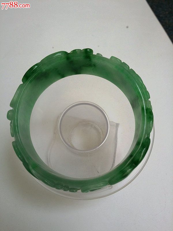 古董收藏古玩杂项玉器老坑天然翡翠精雕雕花手镯特价_翡翠/缅甸玉_古玩玉阁【7788商城】