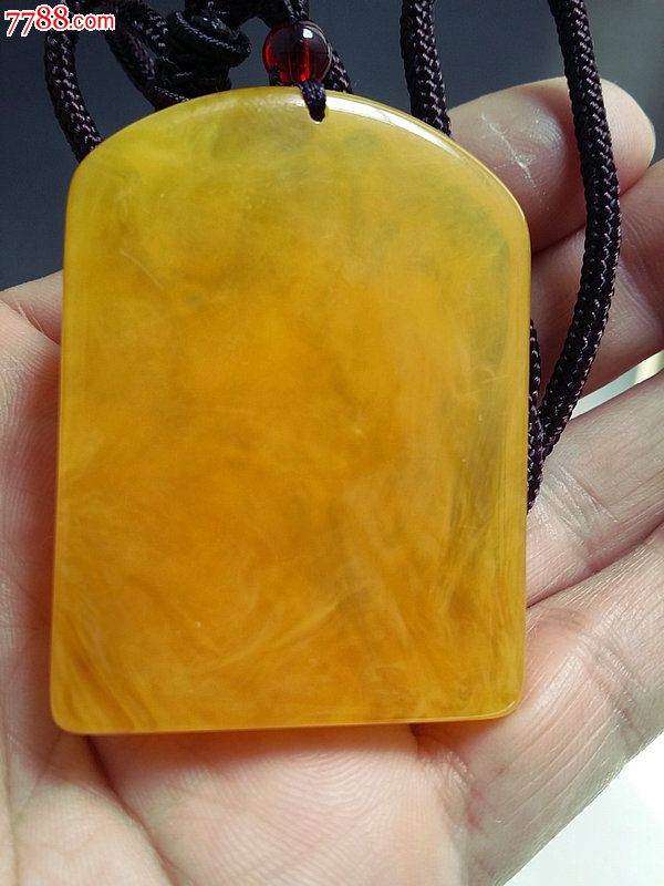 精品古玩杂项藏传佛教老蜜蜡琥珀素方牌吊坠平平安安宝珠交朋友-价格:796元-se31349064-蜜蜡-零售-7788收藏__收藏热线