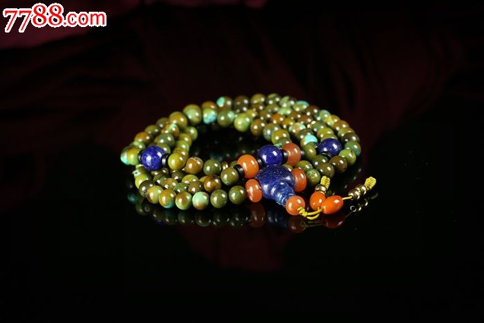 原矿绿松石108颗念珠_玛瑙_藏阁藏阁藏阁【7788商城】