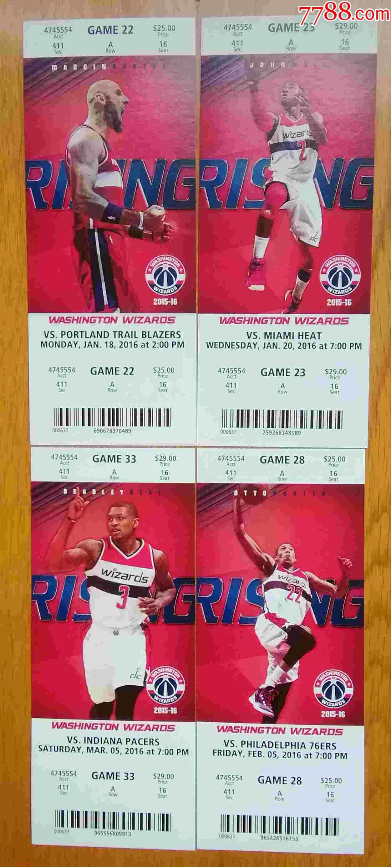 NBA门票华盛顿奇才队2015-2016：_体育/竞技门票_上海风采【7788收藏__收藏热线】